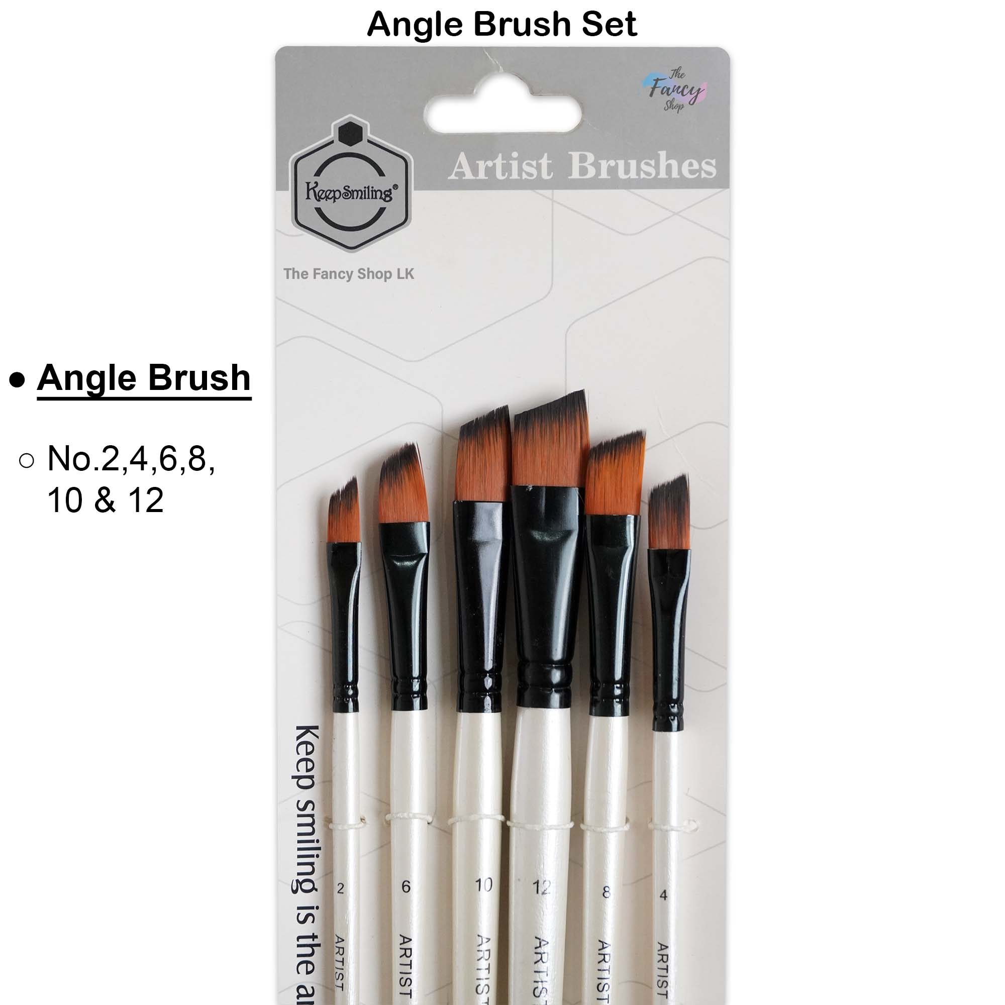 Keep Smiling Artist Paint Brush Pinsel Set 6 Pieces (Round/Angle ...