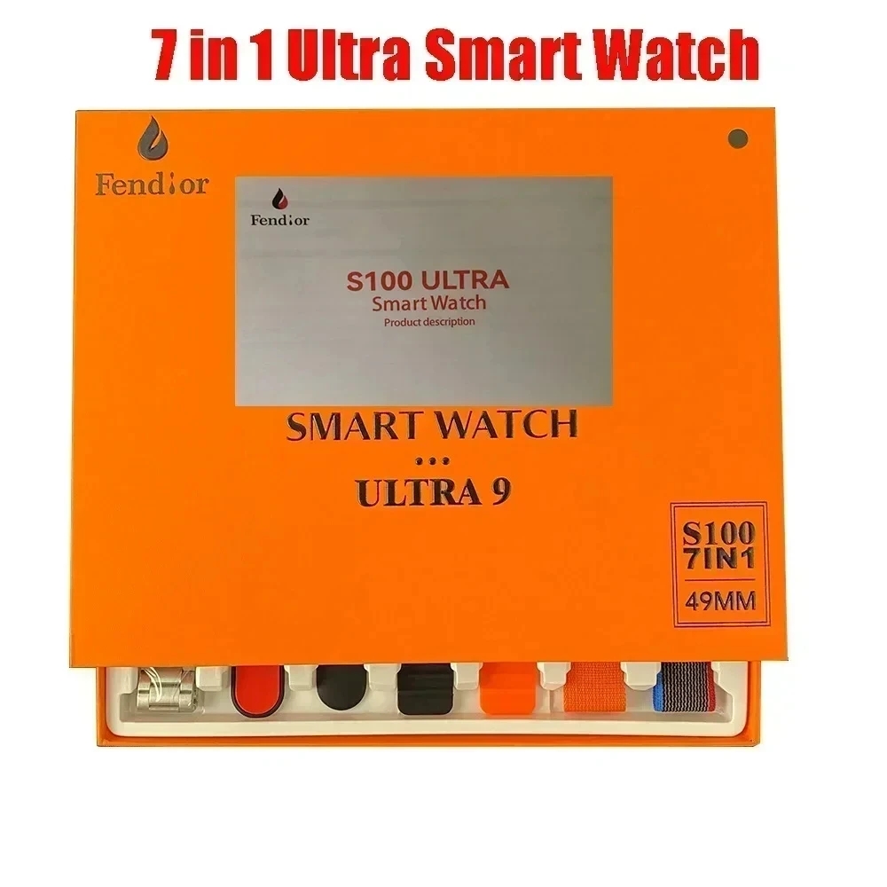 2024 S100 Ultra 7 In 1 Smartwatch For Men Women 2.2HD Amoled Circular ...