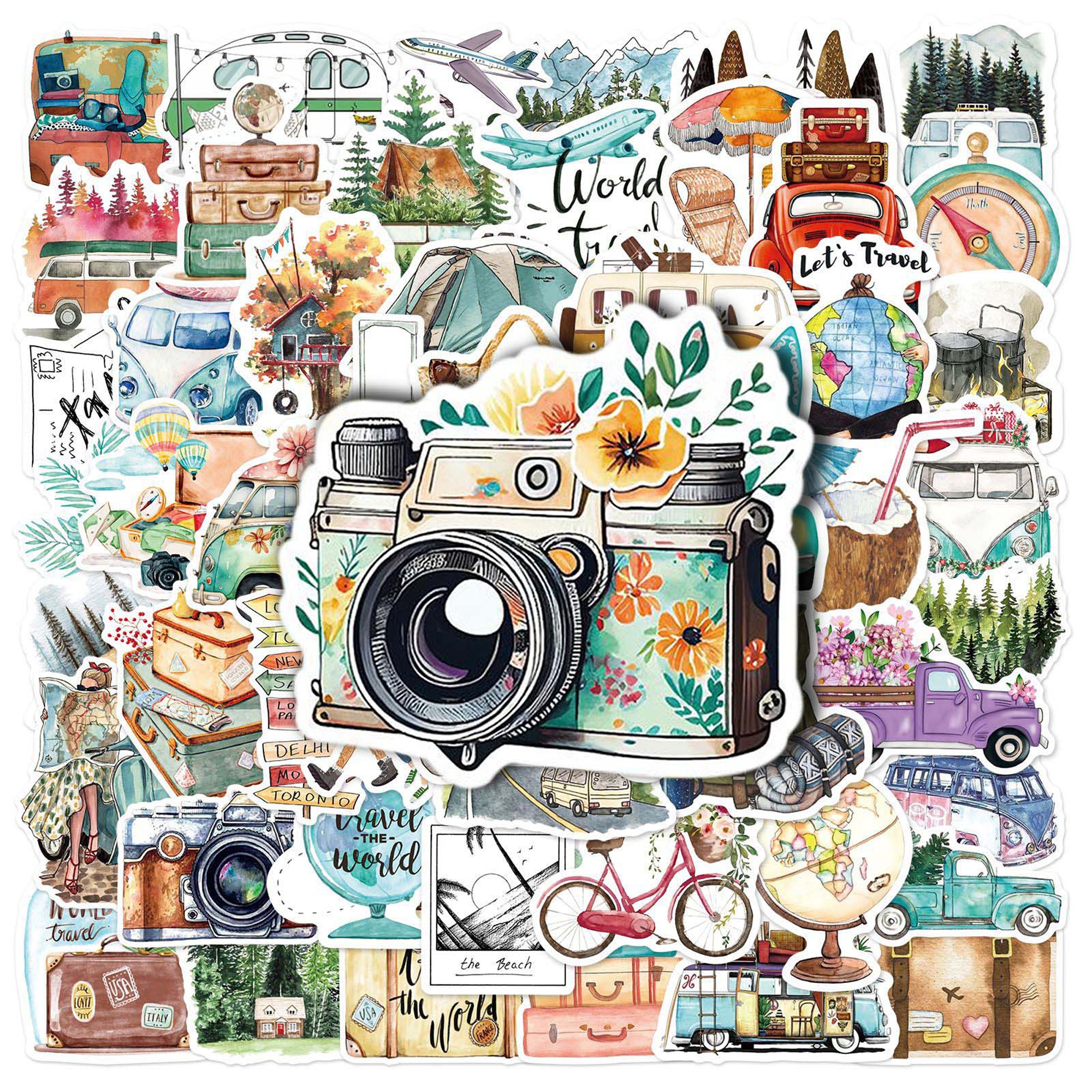 20/40pcs Travelling Stickers Hiking Picnic Explore Watercolor Stickers ...