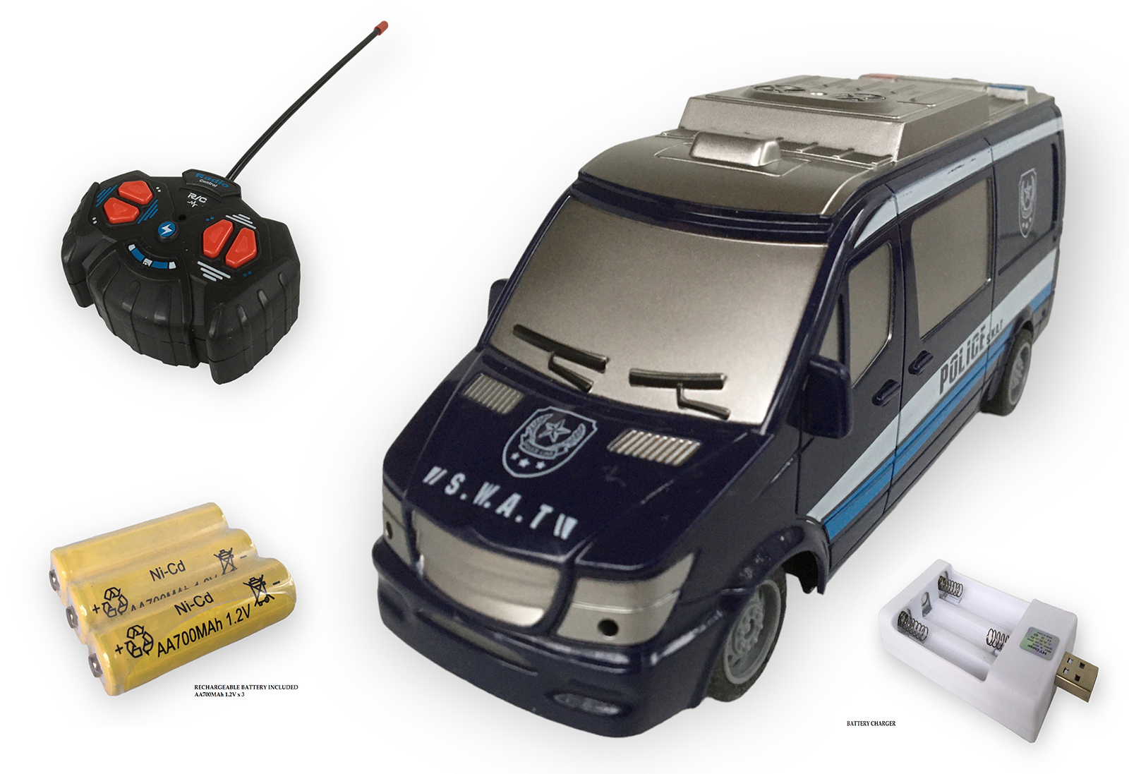 1:32 Scale Remote Control SWAT Police Van Rechargeable Toy 27MHz / 4 ...