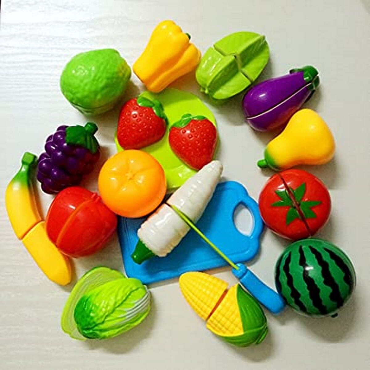 7pcs Pretend Play Cutting Fruit Toy Set Simulation Fruits Vegetables ...