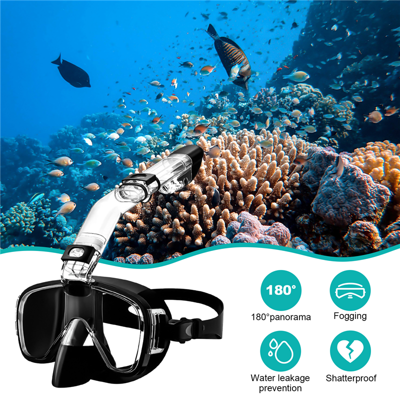 Snorkel Mask Foldable Diving Mask Set with Camera Mount, Black | Daraz.lk