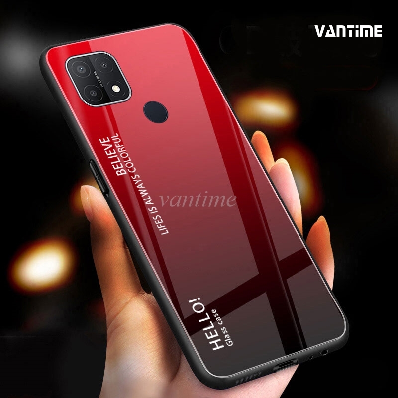Vantime for OPPO A15 / A15S Case Gradient Phone Back Hard Glass Cover ...