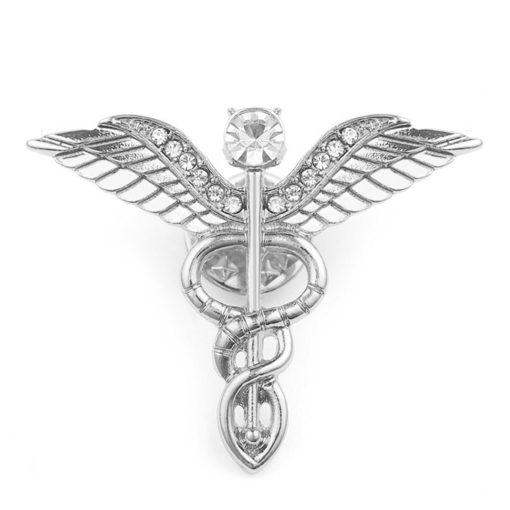 Crystal Caduceus Pins Wing with Snakes Badge Brooches Lapel Pin ...