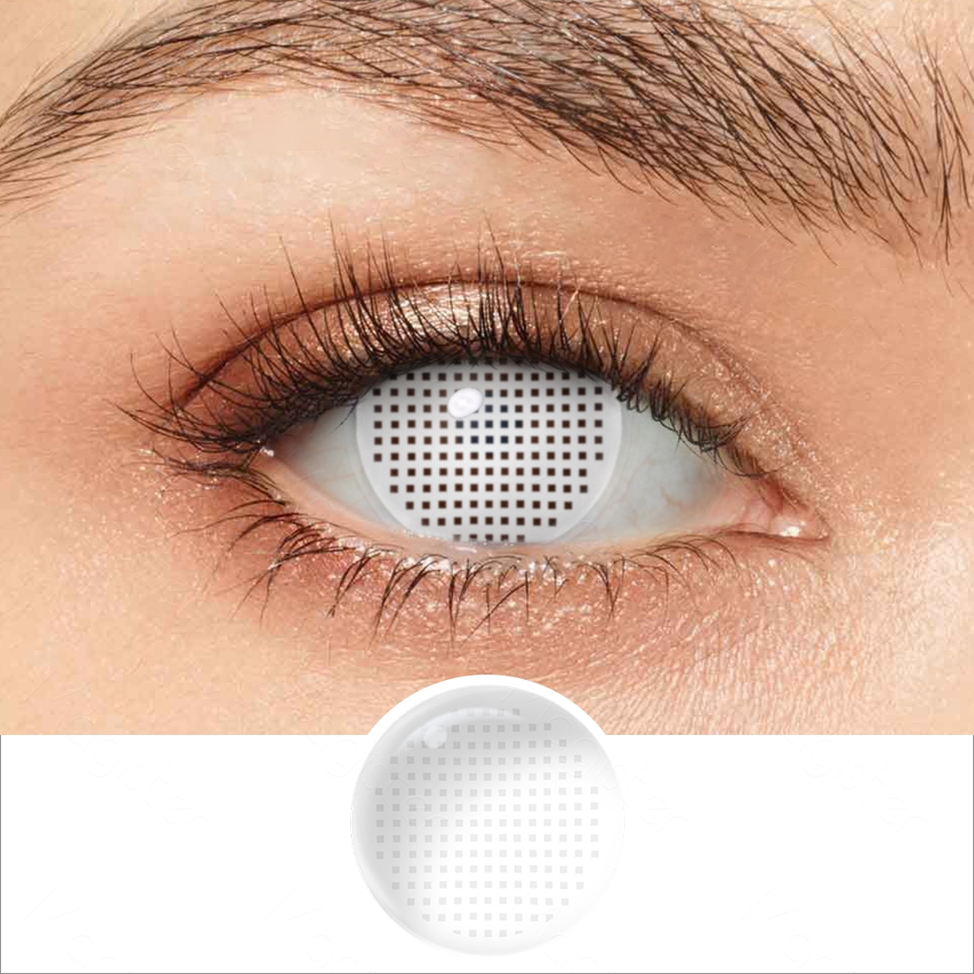 【HOT】 White Mesh Lenses Anime Cosplay Contact Lens Color Halloween Eye ...