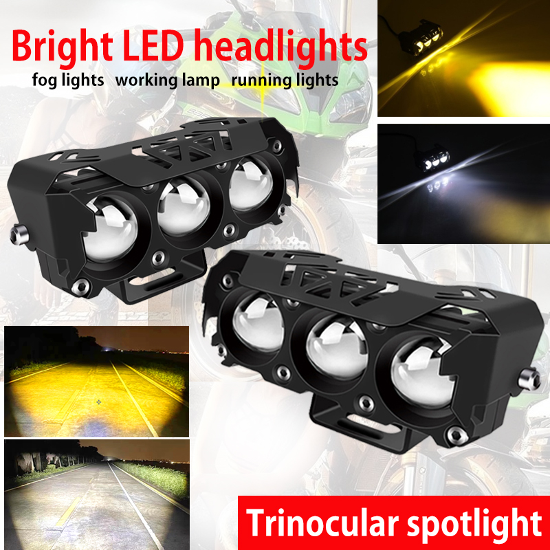 2pcs Motorcycle LED Headlight Scooter Headlight Spotlight 12V LED White ...