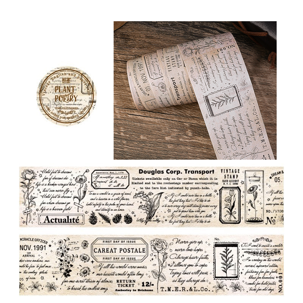 1Roll Retro English Handwritten DIY Diary Decoration Collage Students ...