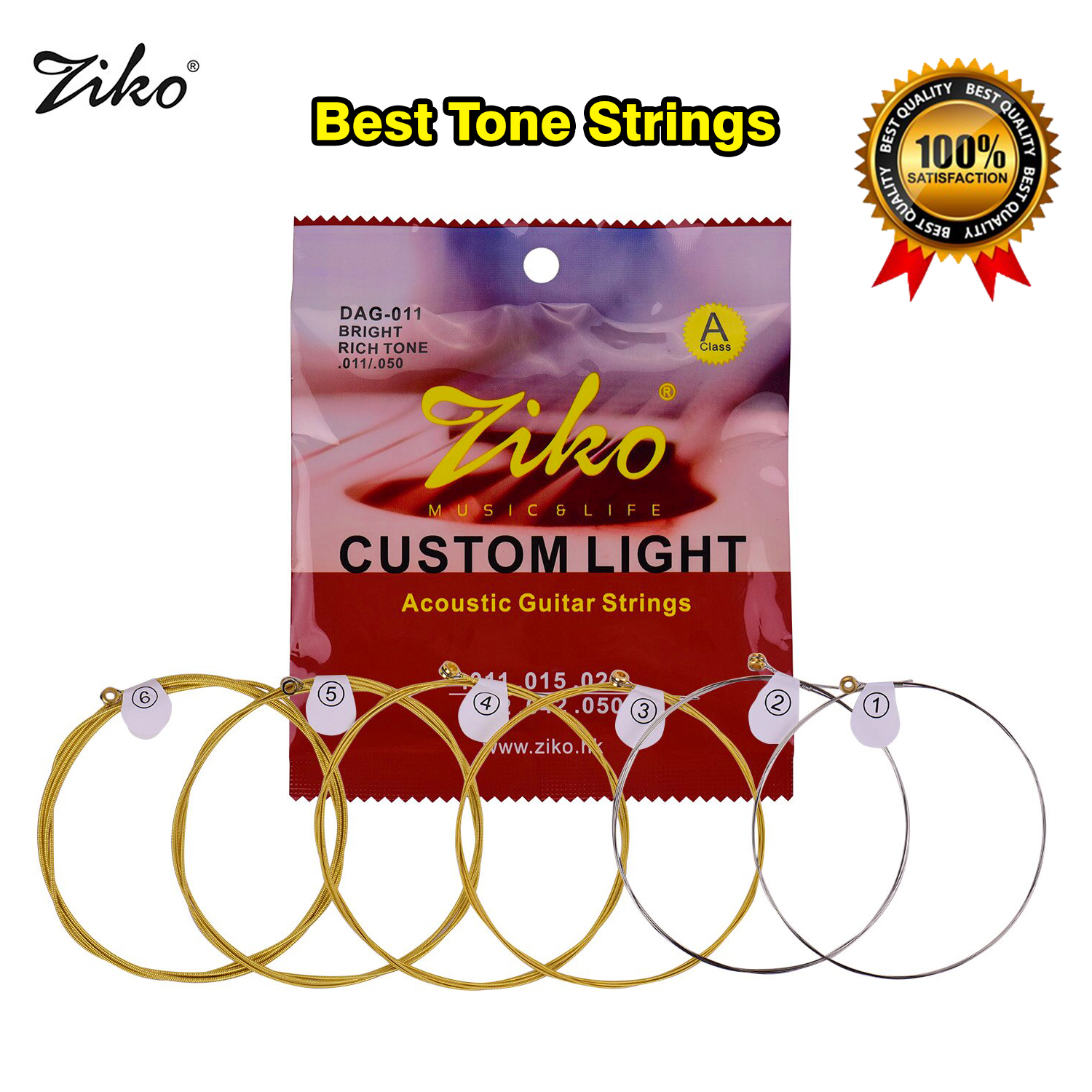 ZIKO Acoustic Guitar Strings Custom Light DAG-01 Gitar Wire String Set ...
