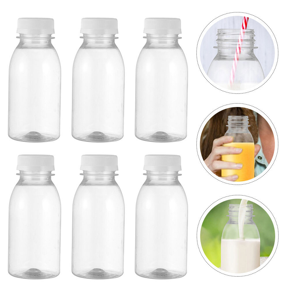 【hot】 6Pcs Small Plastic Bottle 100Ml Milk Bottles Small Juice Bottles Leakproof Milk Bottles ...