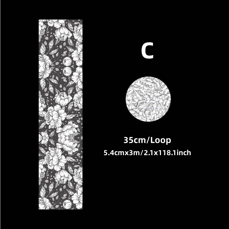 RHS Online Pure Brocade Flowers Series Masking Tapes Decorative Sticky ...