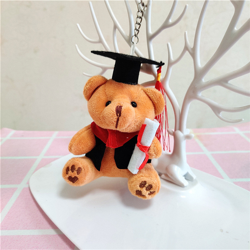 Cartoon Dr. Bear Plush Toy Reading Bear Doll Keychain Pendant Student ...
