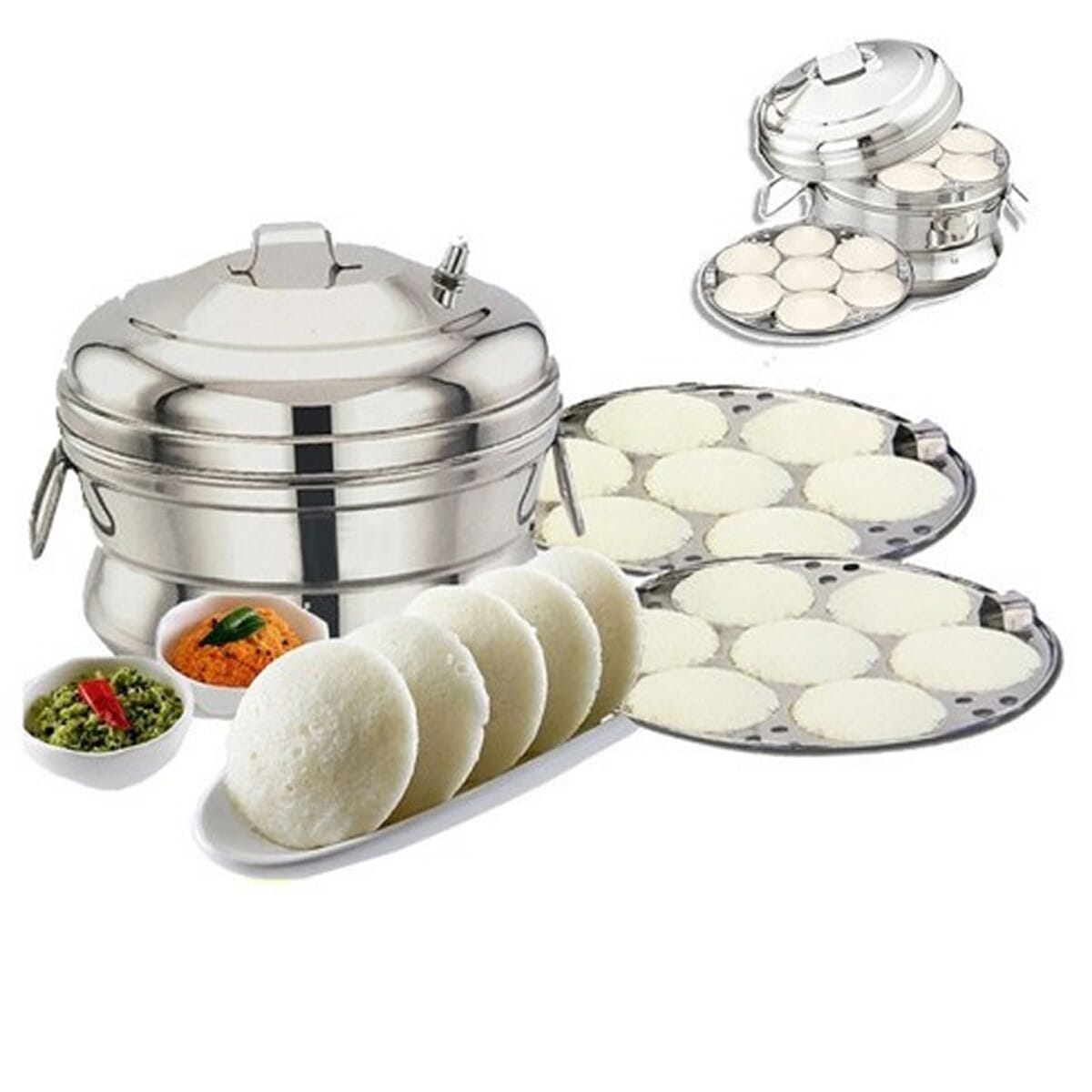 Stainless Steel Idly Maker Idli Panai with 2 Idly Plates (21 Idlies ...