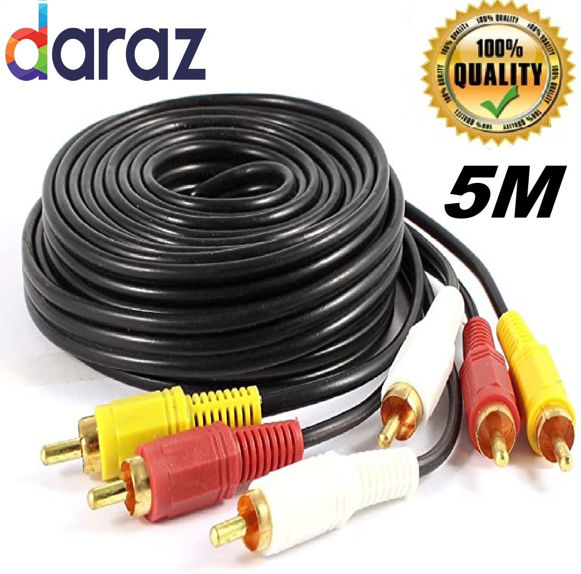 5M Audio Video Cable Length DVD Player TV Universal 3 RCA Male to 3 RCA ...