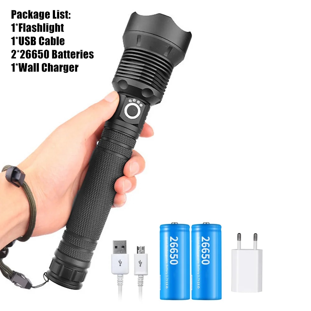 USB Powerful xhp70.2 Flashlight Torch Super Bright Rechargeable Zoom ...
