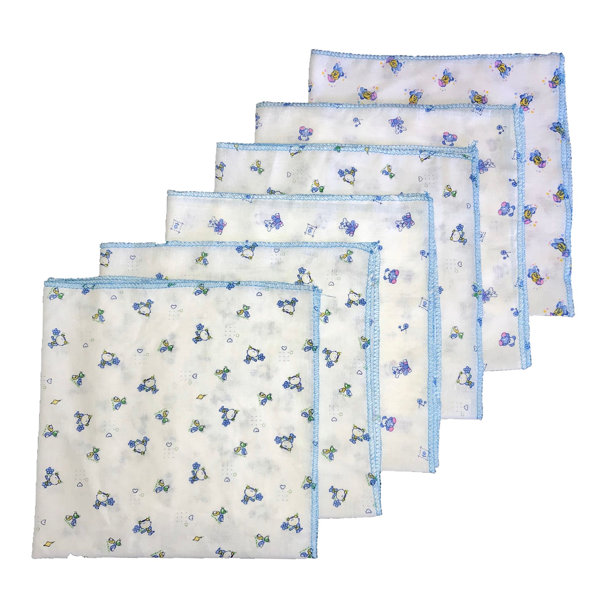 New Born Baby Napkins 18 x 18 Blue Colour Printed Single Layer 6 PCS ...