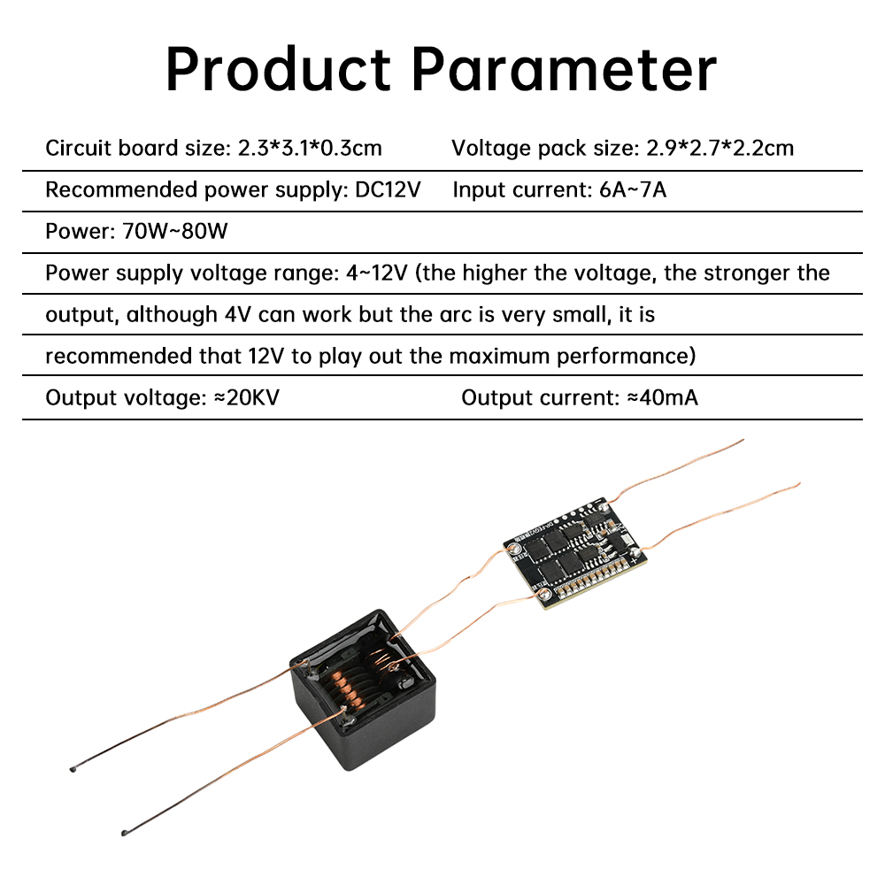DC 4~12V 20KV High Voltage DC Power Generator Arc Generator Module High ...