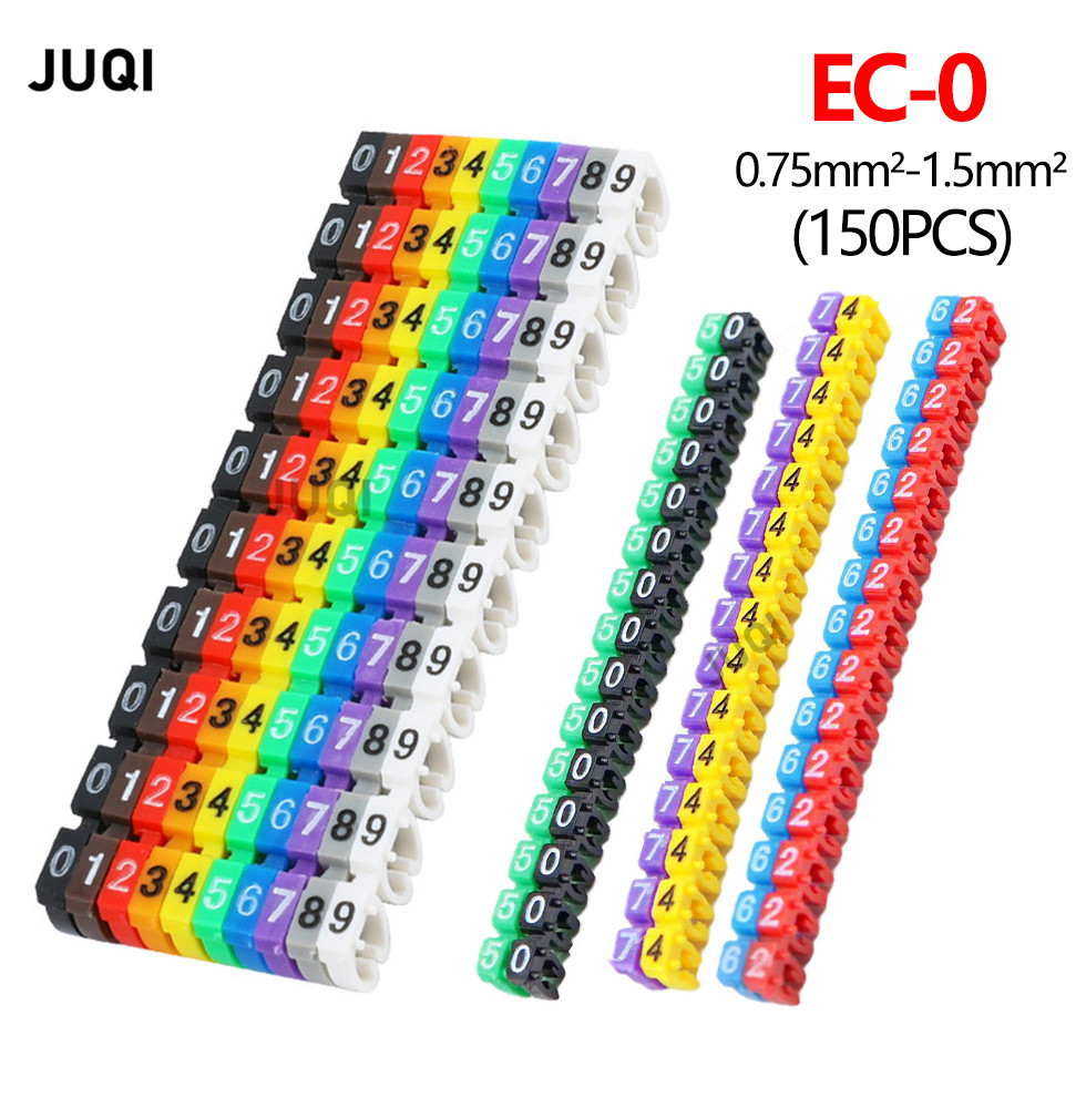 150pcs M-0 0-9 0.75mm2-1.5mm2 Colored Numerals M Type Cat 5 Clip Cable Wire Marker 0 To 9 Label ...