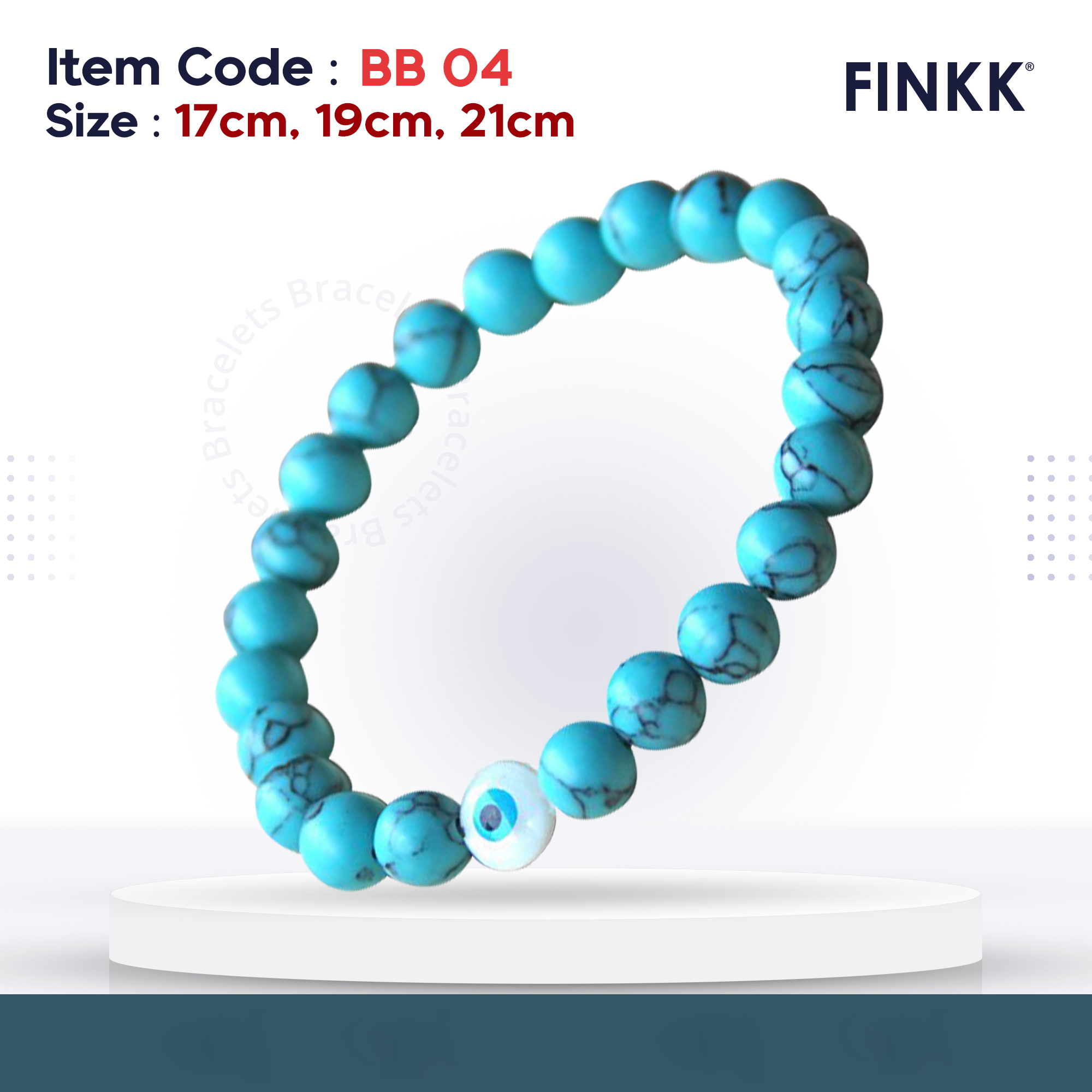 FINKK Mens Womens Bracelet Stone Beads Fashion Boys Girls Evil Eye blue ...
