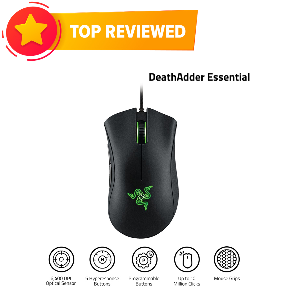 Razer DeathAdder Essential Wired Gaming Mouse Ergonomic Mice with ...