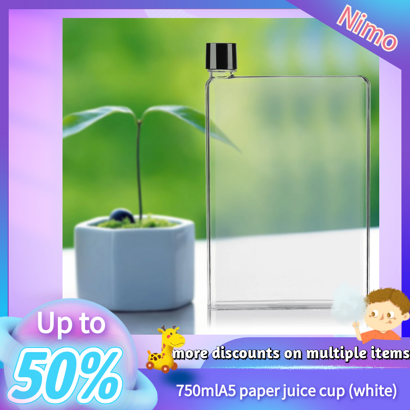 750ml Leak Proof Flat Slim Water Bottles Plastic Transparent Portable Juice Cups Colorless ...