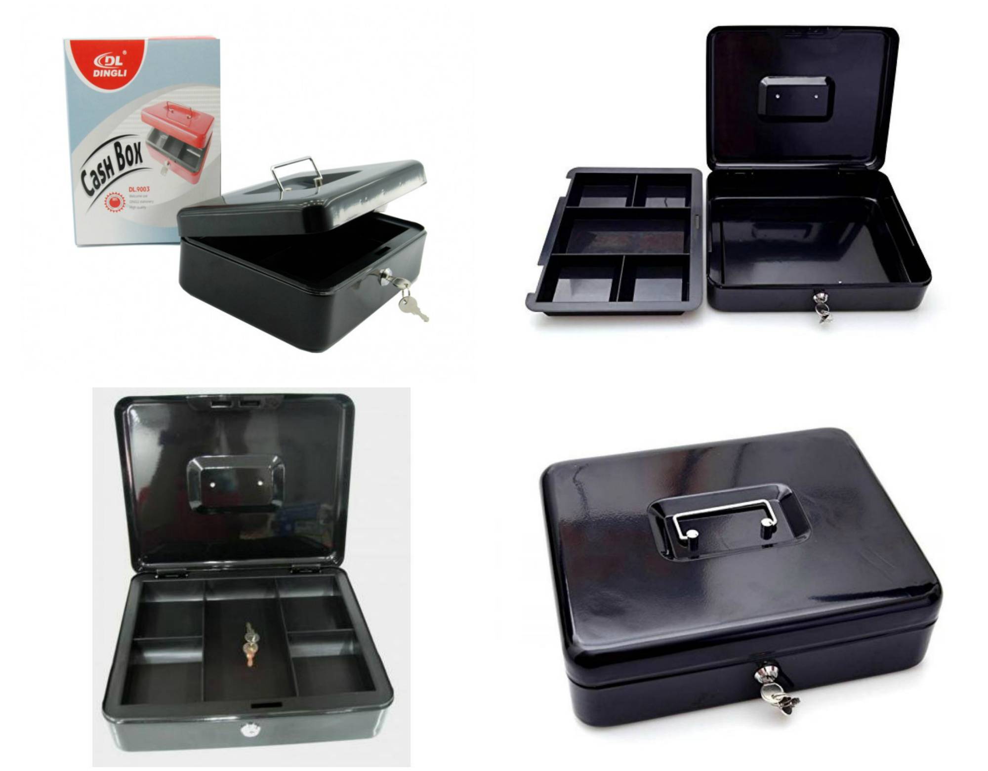 DL Metal Cash Box & Jewelry Safe Locker with Plastic Coin Tray & Key ...