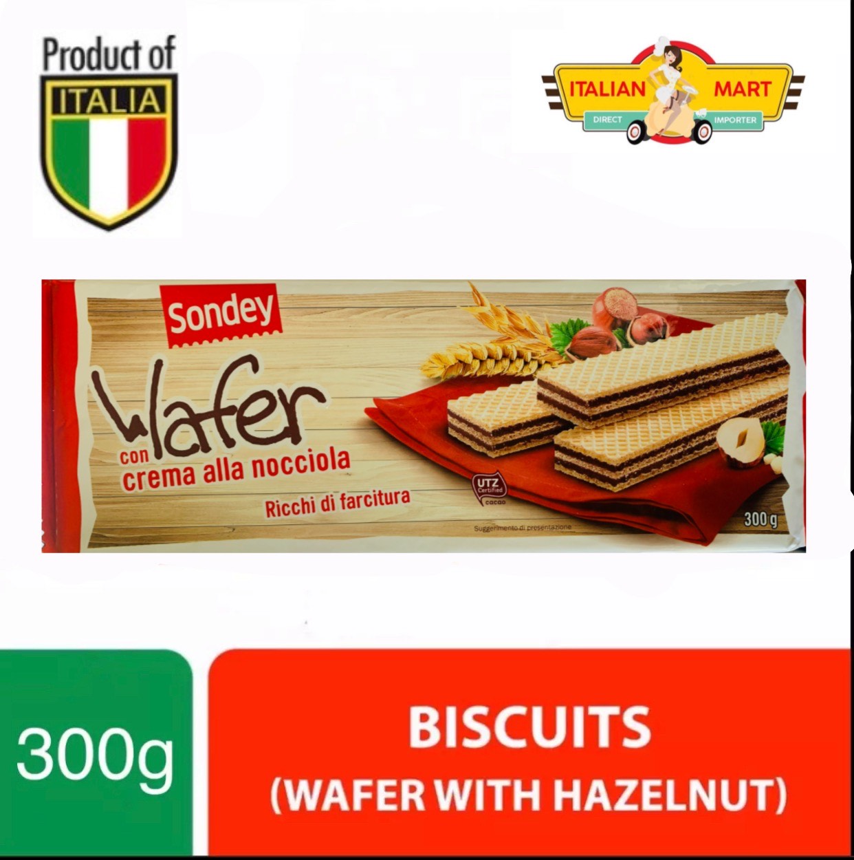 Wafer Filled With Hazelnut Sondey 300g Made In Italy by Italian mart ...