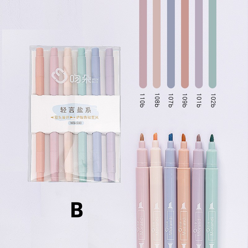 RHS Online 6PCS Double Head Tips Highlighter Morandi Soft Tip Light ...