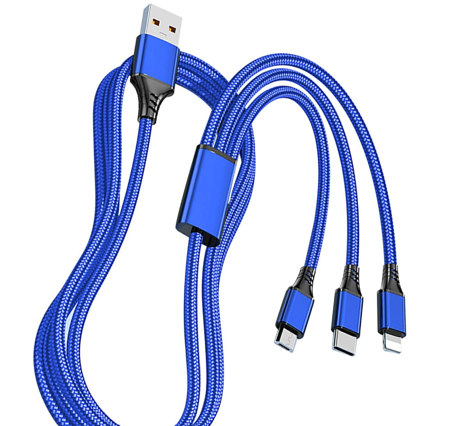 Charger 3 in 1 USB Cable for iPhone, All Android Phones Micro USB and ...