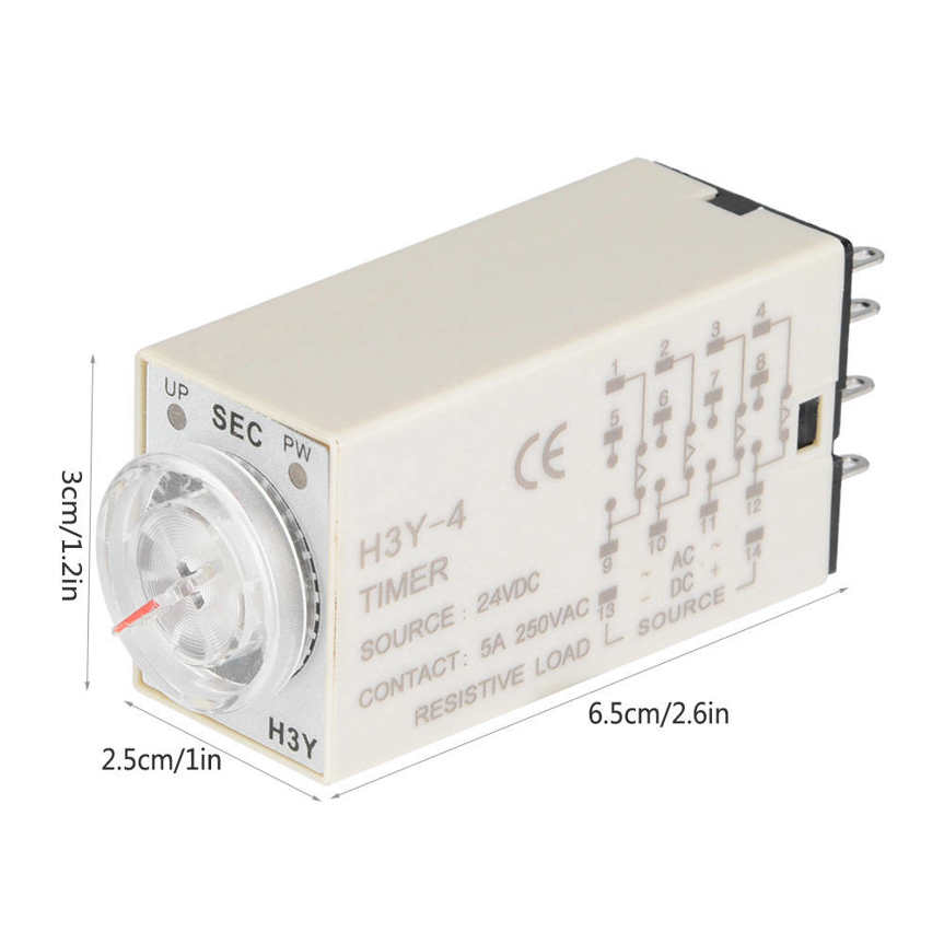 Timed relay 24VDC delay timer 14 pin contact capability: AC250V 5A for ...