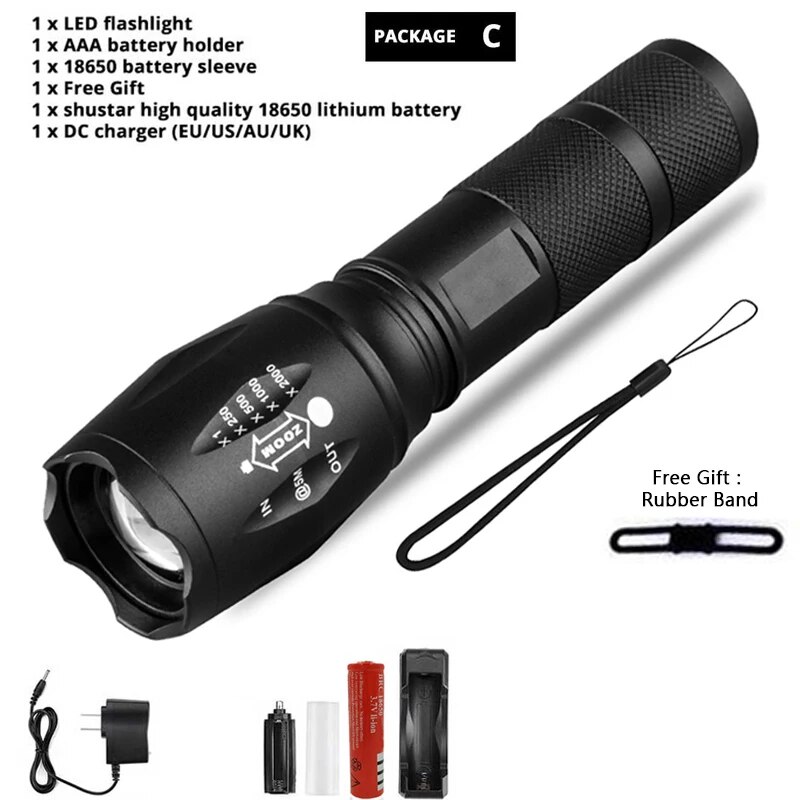 LED Rechargeable Flashlight Litwod XML T6 5 mode zoom linterna torch 5000 LM 18650 Battery ...