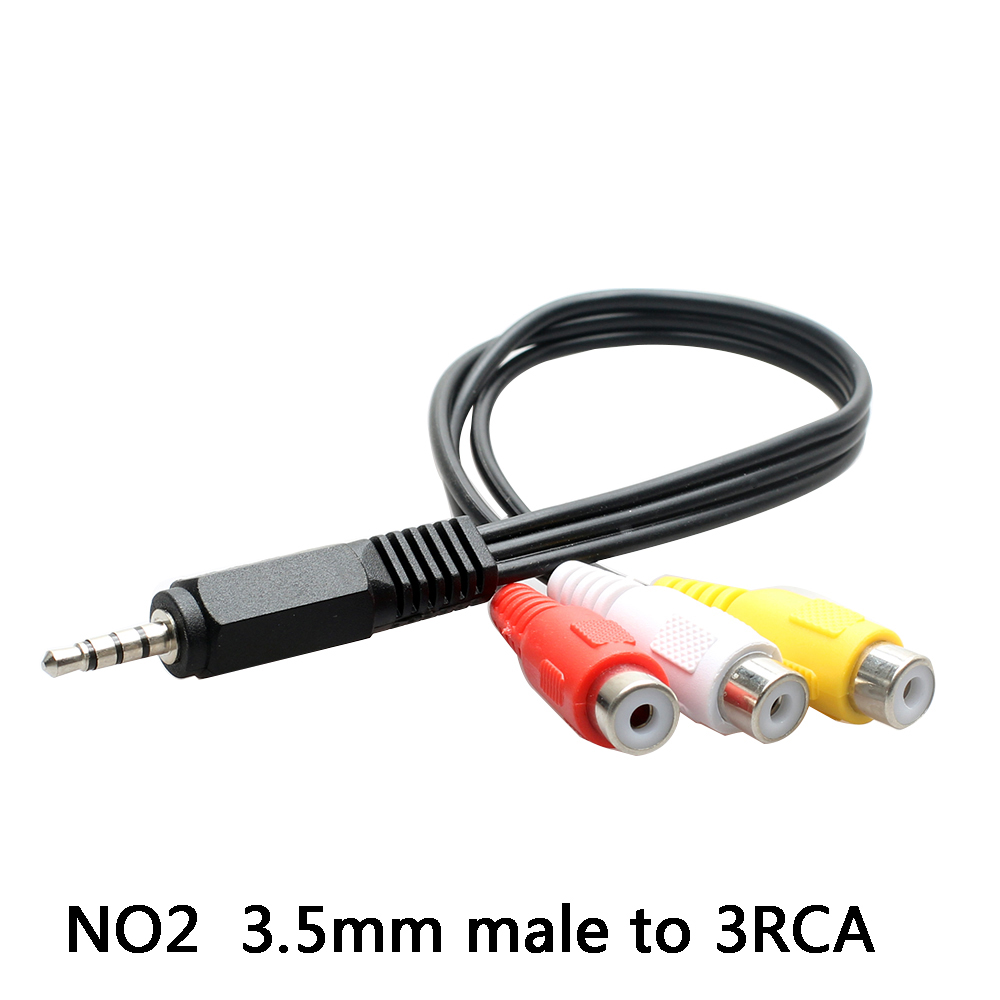 3.5mm to RCA AV Audio Video Output Cable AUX Cable Cord 3RCA Jack a ...