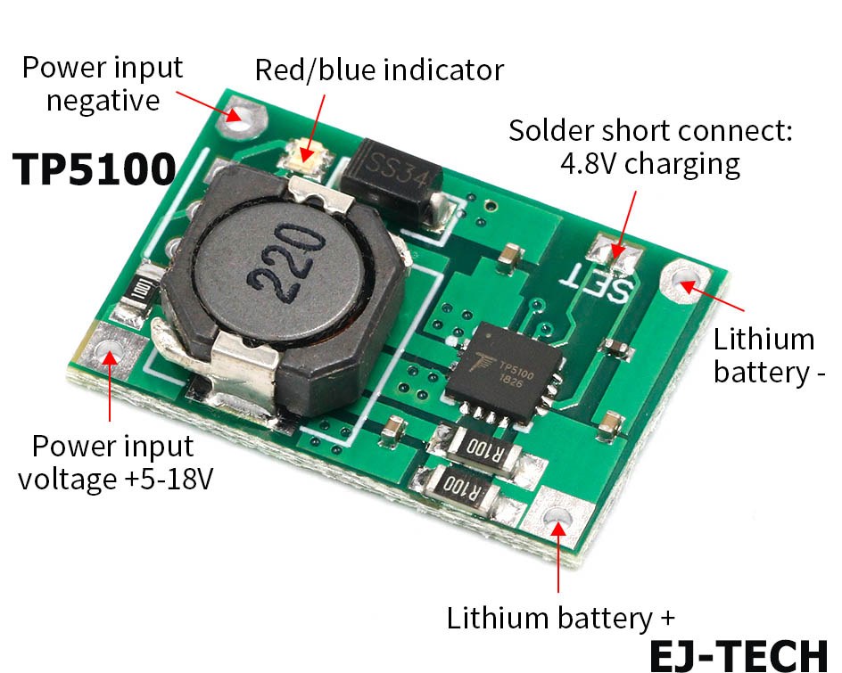 TP5100 double lithium battery charging management compatible ...