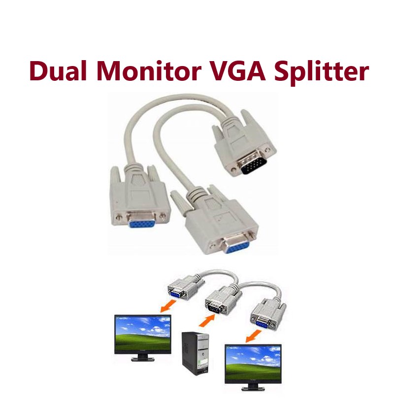Dual Monitor VGA Splitter Y Cable | Daraz.lk
