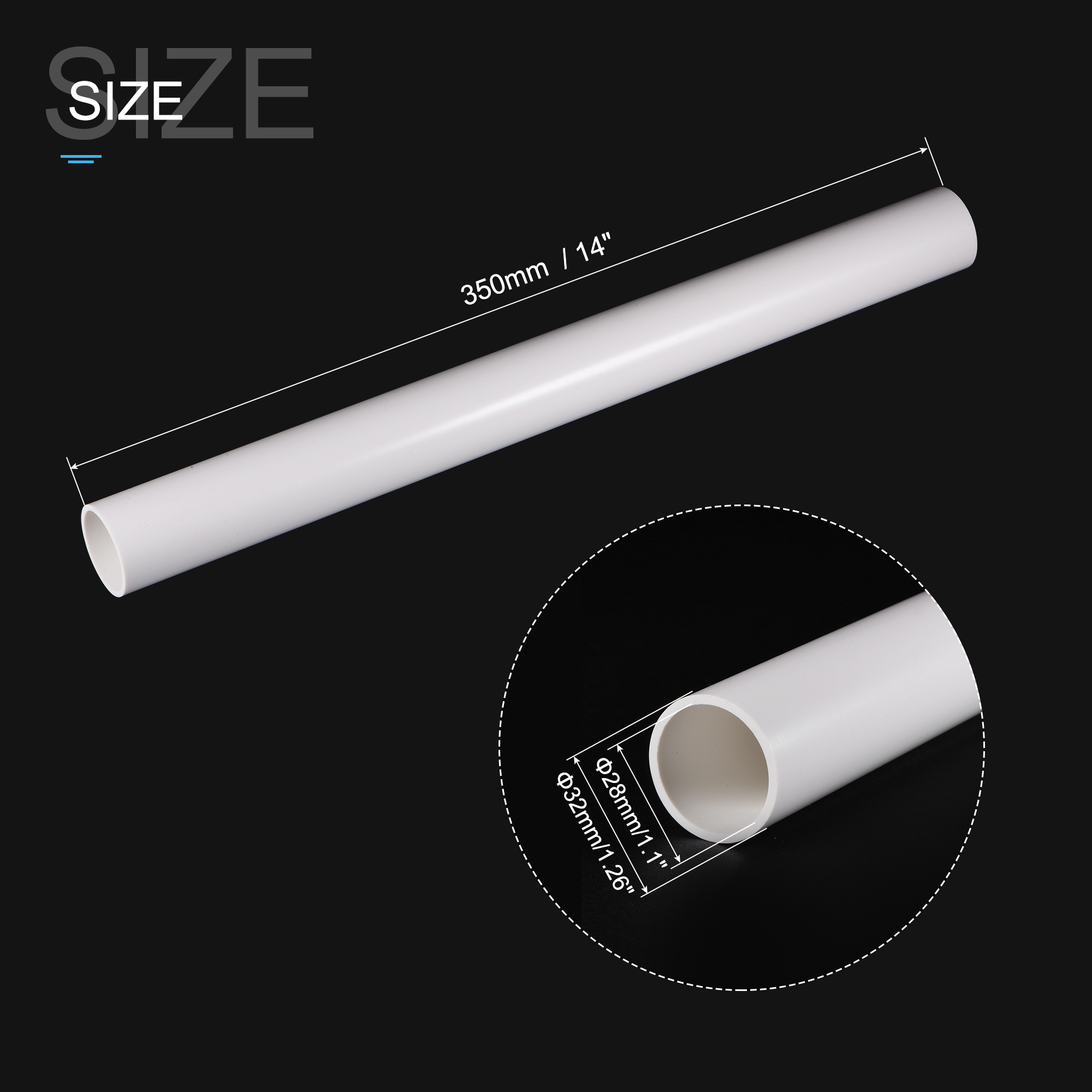 Long 35cm Outer Diameter 20/25/32mm PVC White Pipe Fish Tank Aquarium ...