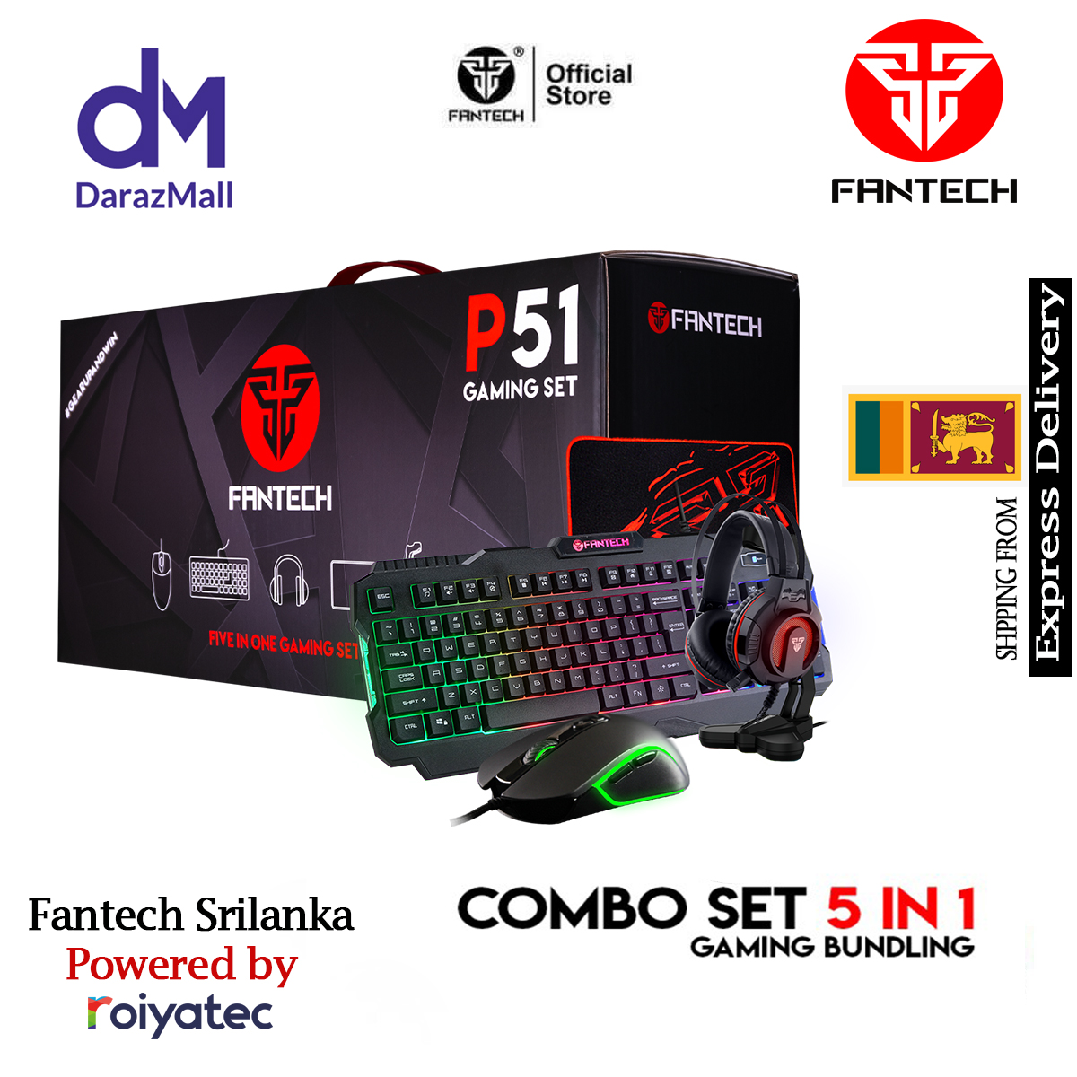 Fantech Gaming Keyboard and Mouse P51 5 in 1 Combo Set | Daraz.lk