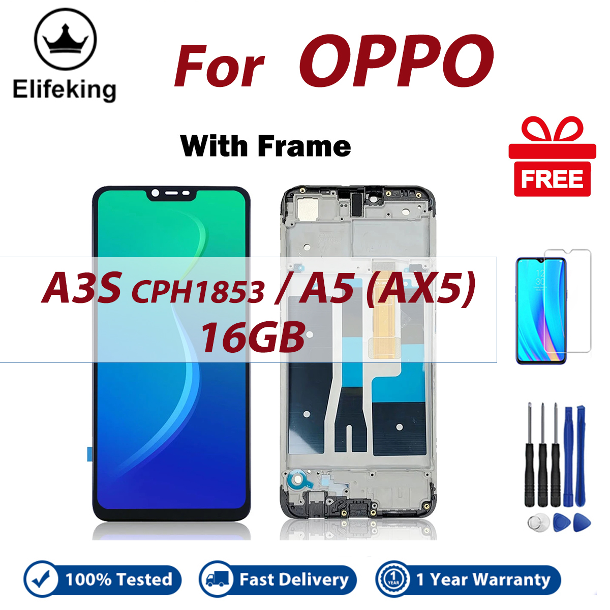 LCD With Frame For OPPO A3S CPH1853 A5 AX5 16GB Display Touch Screen ...