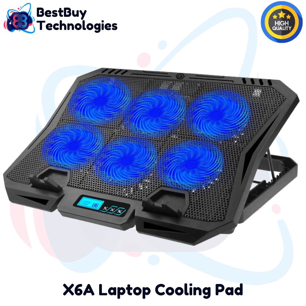 X6A Laptop Cooling Pad For 14-16 Inch Laptops 6 Fans Adjustable Stand ...