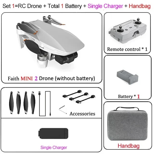 CFLY Faith 2 MINI Drone 4K HD Camera 3-Axis Gimbal 5G Wifi GPS FPV RC ...