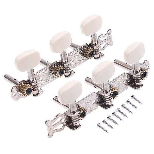 2pcs (1 Set) Classical Guitar Tuning Pegs Keys Machine Heads - Silver ...