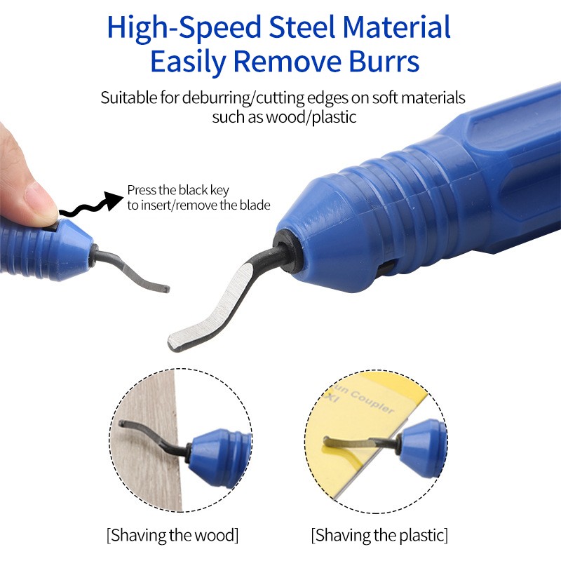HSS High Speed Steel Remove Burrs Kit Hand Deburring Trimming Kn-ife Scraper Chamfering Blades ...