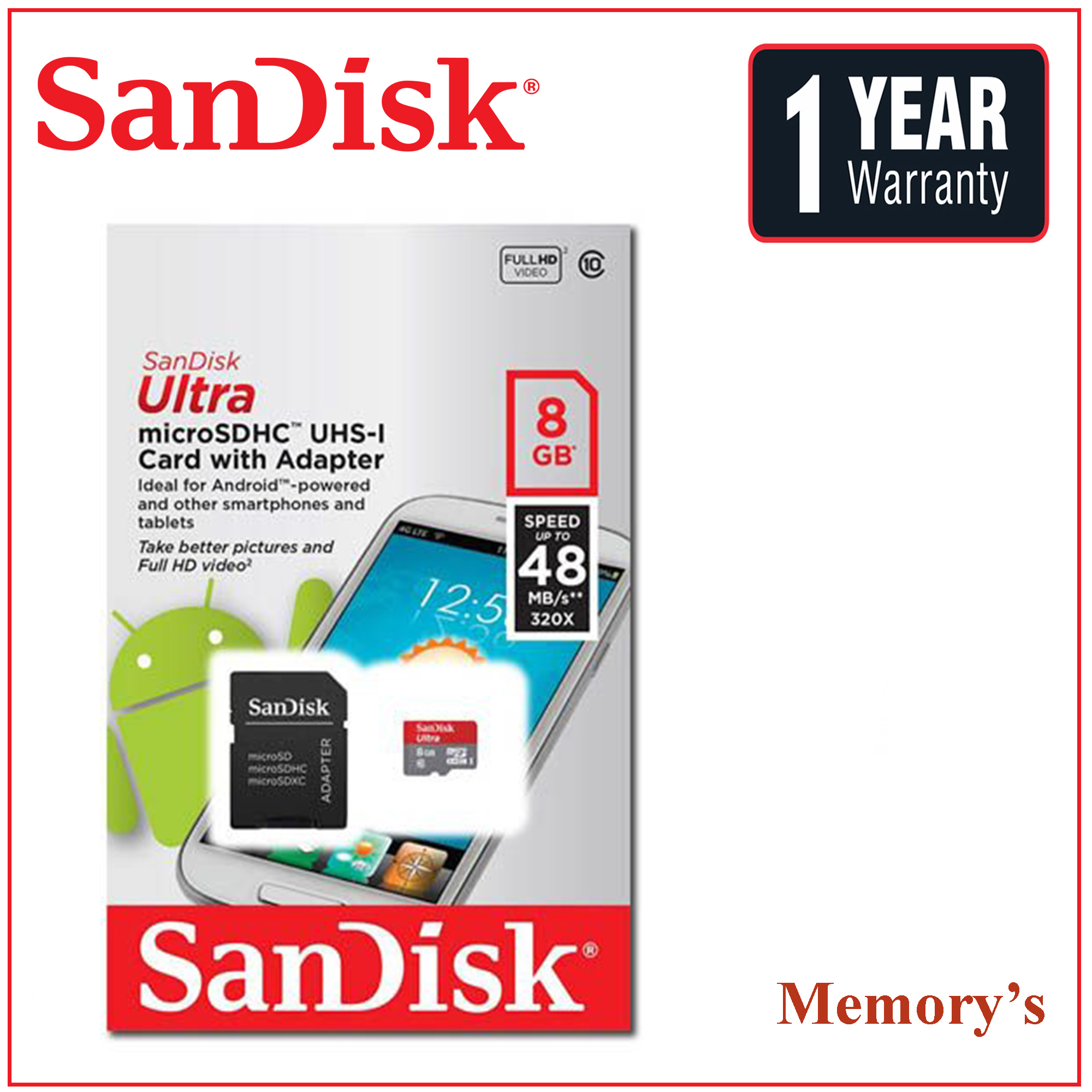 Sandisk Class-10 Ultra microSD UHS-I 8GB 16GB 32GB 64GB 128GB Memory ...