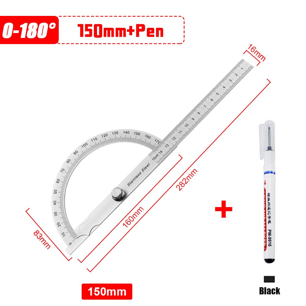 0-180° Angle Ruler Protractor Metal Finder Goniometer Stainless Steel Gauge Adjustable Measuring ...
