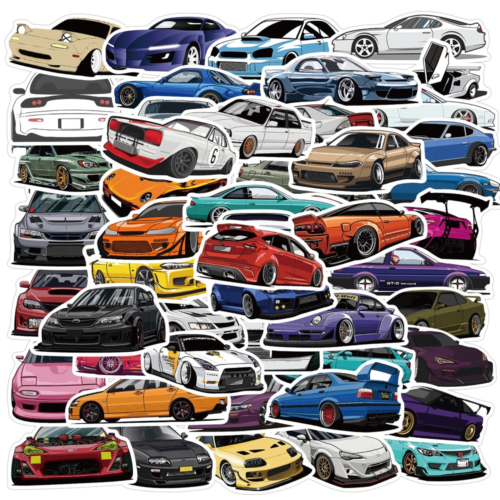10/30/50/100PCS JDM Retrofit Racing Car Waterproof Stickers Decals Kids ...