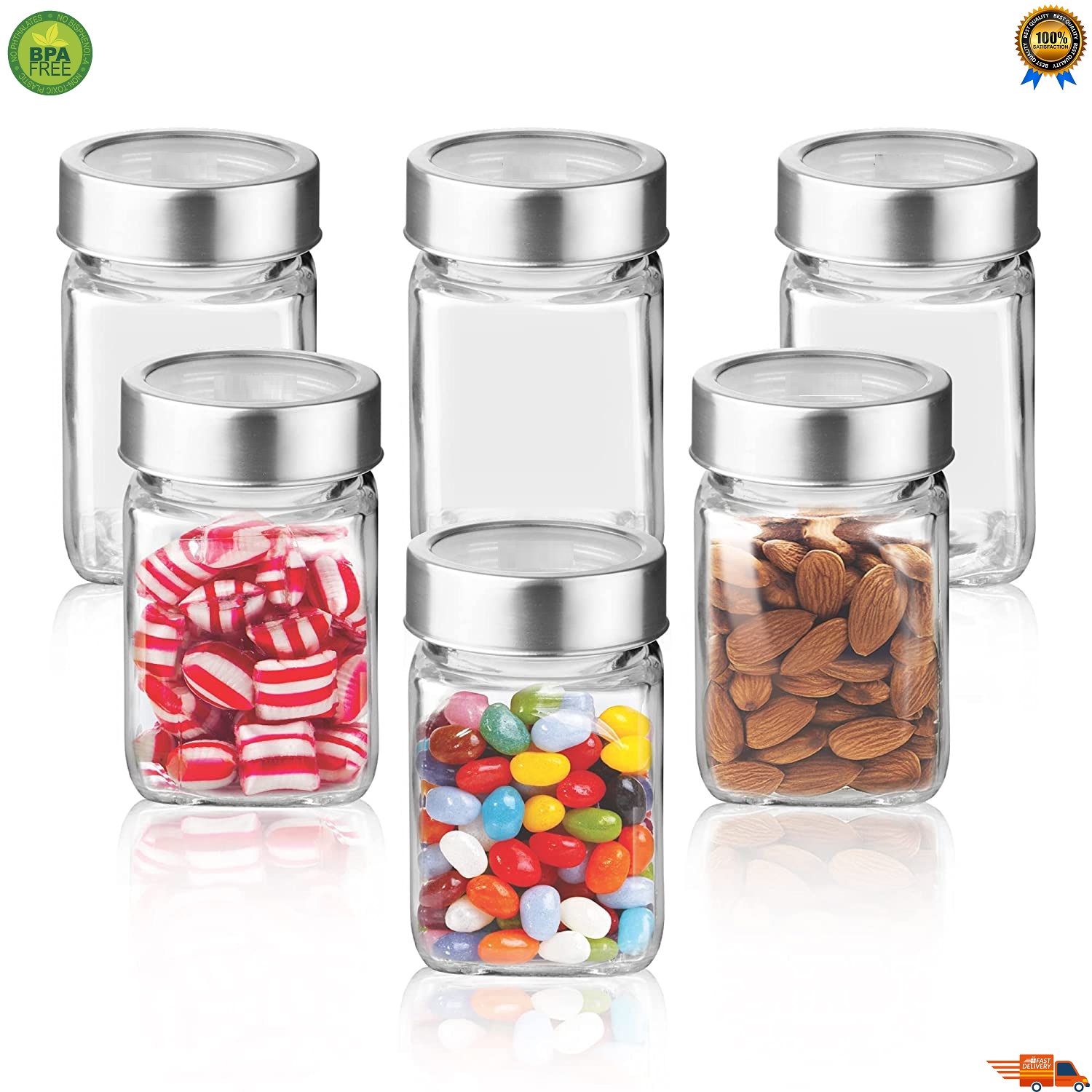 Spices Container 6 x 310ml / Spices Bottle Set Airtight Lid/ Kitchen ...
