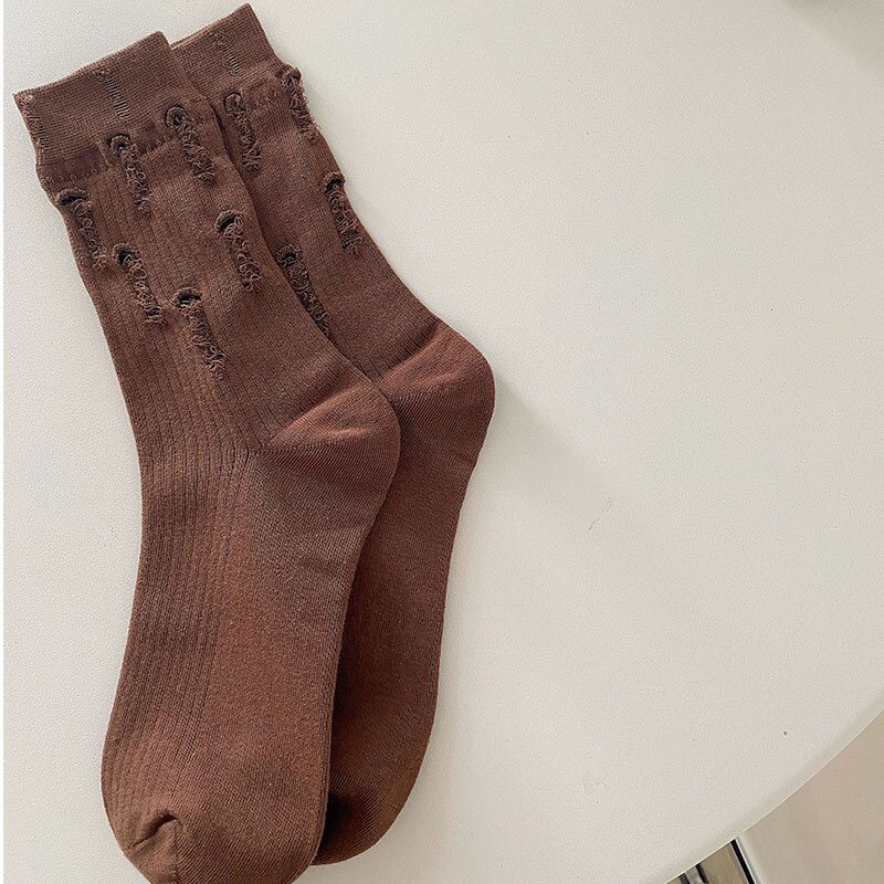 2022 New Women Ripped Socks Fashion Harajuku Trendy Street Broken ...