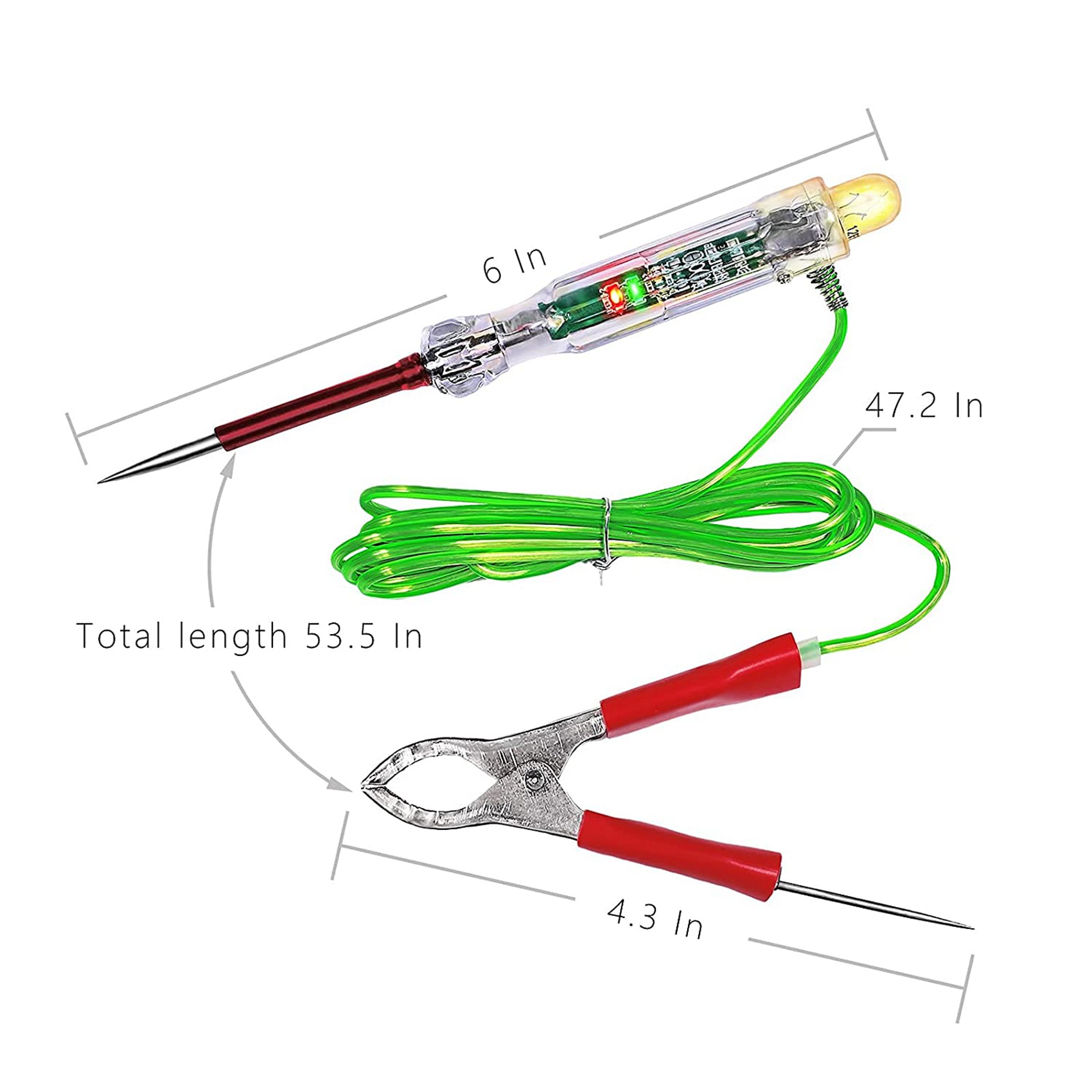 10X Automotive LED Circuit Tester 6-24V Test Light with Dual Probes 47 ...