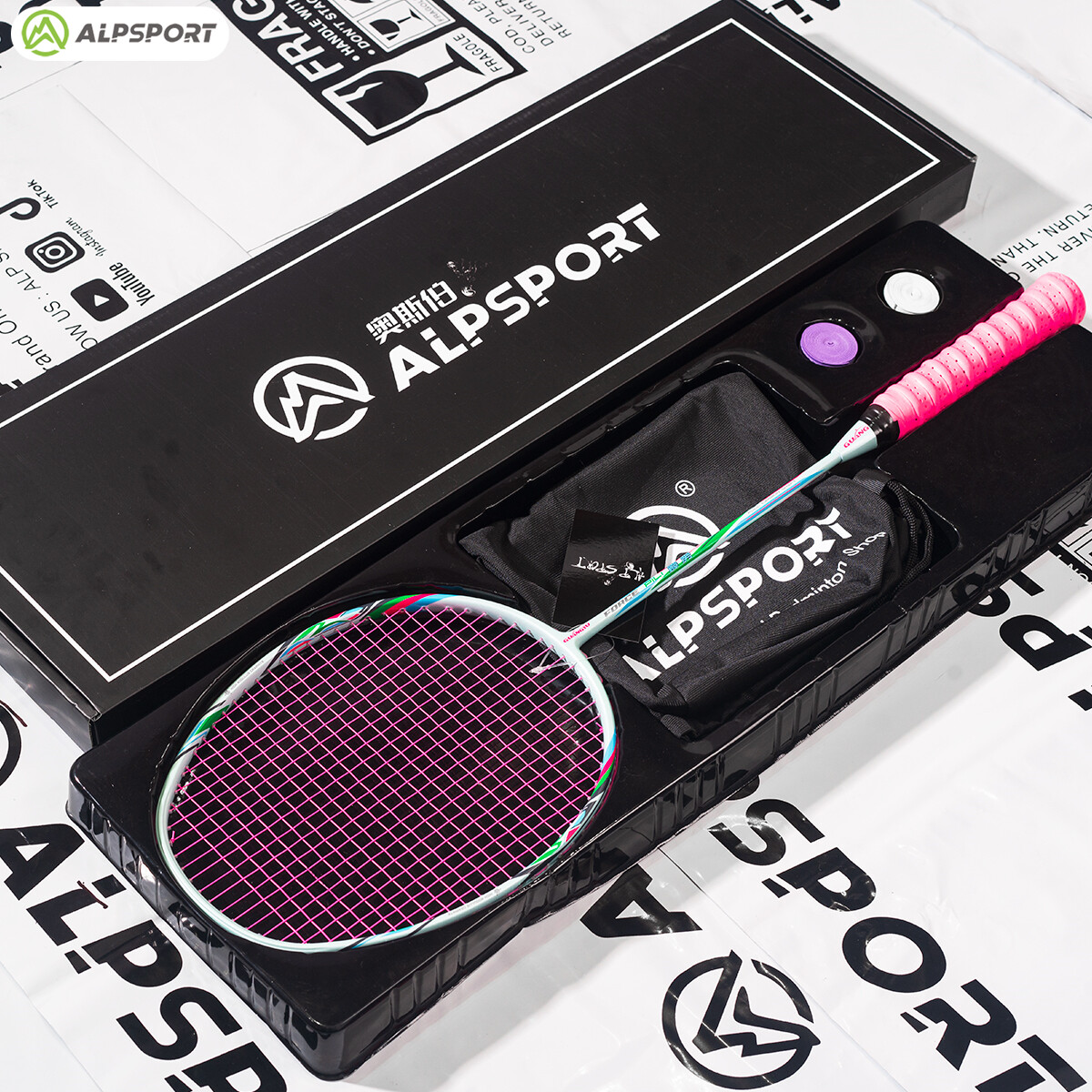 ALP Badminton Racket PL Thunderbolt Attack Sharp Blitz Charcoal Fiber ...