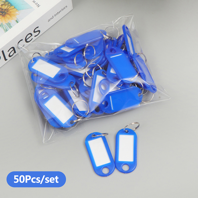 50Pcs Colorful Keychain Key Tag Label ID Name Room Address TEL Number ...
