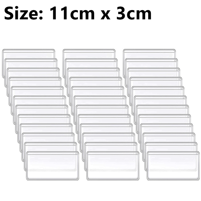 4-60pcs Clear Self-Adhesive Label Bag Identification Cards Holder Shelf Tag Pocket Label Holder ...