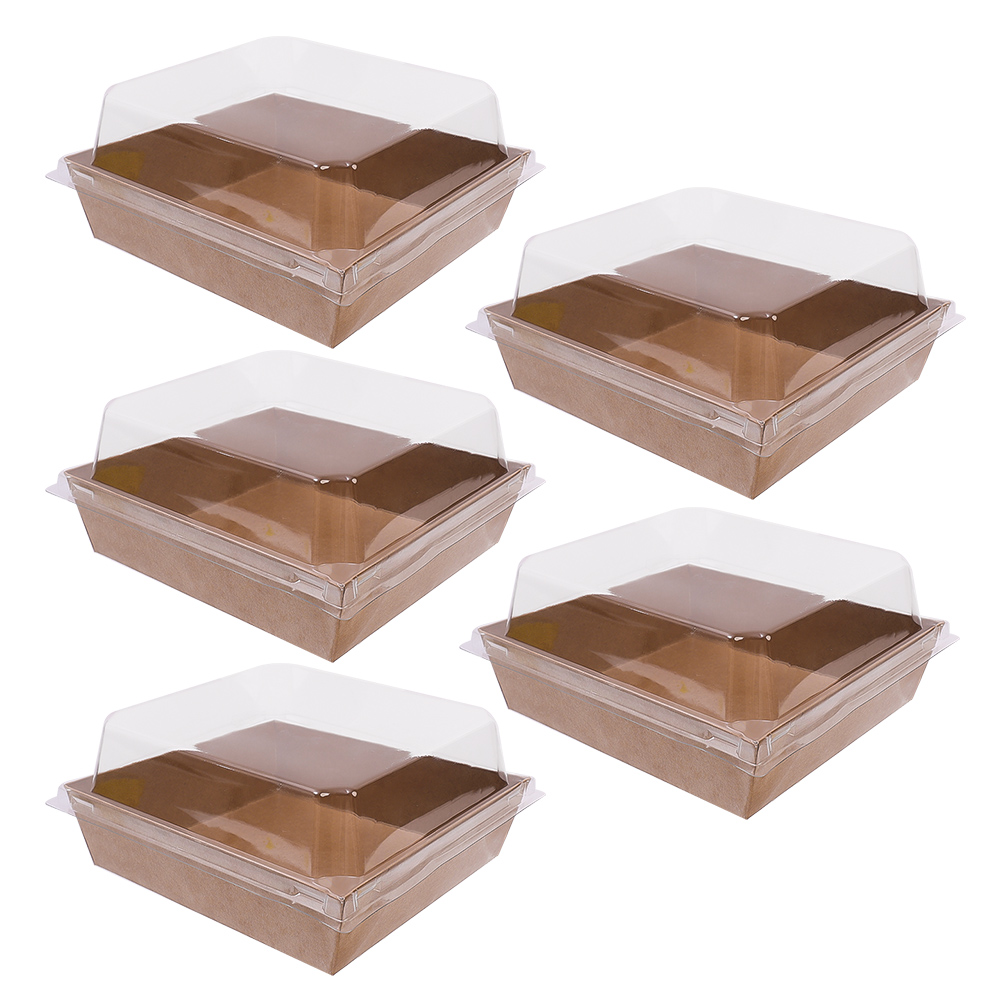 5Pcs/Set Transparent Dessert Cake Box Kraft Cookie Baking Package Boxes ...